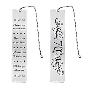 Jzxwan Happy 70th Birthday Gifts for Women Men, 70 Year Old Birthday Bookmark Gift for Male Female, 70 Birthday Decorations