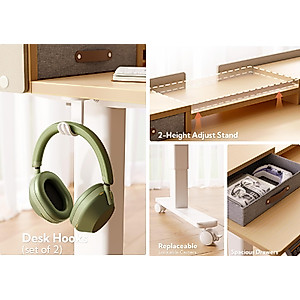 Claiks Standing Desk with Drawers, Adjustable Stand Up Electric Standing Desk Adjustable Height, Sit Stand Desk with Storage Shelf and Splice Board, 59 Inch, Natural