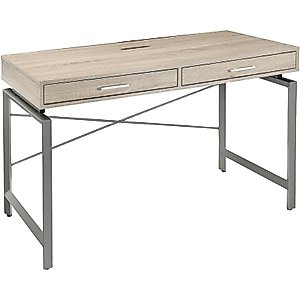 Acme Furniture 2 Drawers and 3 Hidden Top Compartments Writing Desk, Natural/Nickel