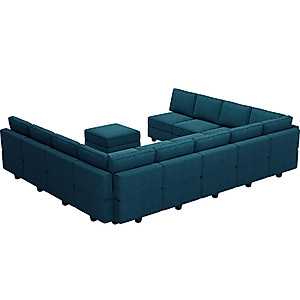 Belffin Modular Sectional Sleeper Sofa Couch Bed Oversized U Shaped Cocuh with Storage Convertible Sleeper Sofa Bed. Peacock Blue
