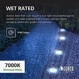 Sunco Solar Lights Outdoor Garden LED, Waterproof Landscape Pathway Light Fixture, Dusk to Dawn, Yard Patio Ground Lights, Deck, Cross Spike Stake, 12 Count (Pack of 1), 7000K Diamond White