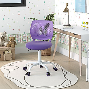Giantex Kids Desk Chair, Children Armless Study Chair with Adjustable Height, Ergonomic Kids Office Chair with Wheels, Rolling Swivel Mesh Task Desk Chair for Girls Boys Teens, Purple