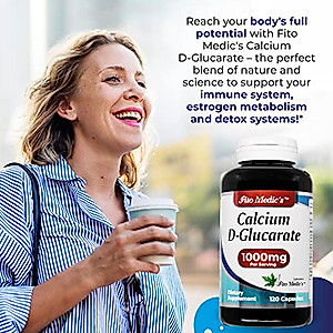 Lab - Calcium d-glucarate, Calcium 1000mg -120 Caps, Calcium Supplement- Menopause Support- Hormone Harmony- Liver Detox- Detox Cleanse- Ultra high Absorption- Calcium, Calcio.