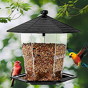 Jealoeur Bird Feeders for Outside Bird Feeder, with a Latch Feature,Retractable Bird Feeder, Wild Bird Seed for Outside Feeders for Outside and Garden Decoration Yard for Bird Watchers (Black)