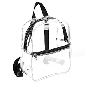 Keepcross Small Clear Backpack Stadium Approved for Concerts Games Sporting Events Festival,Mini Clear Stadium Bag for Women,Black