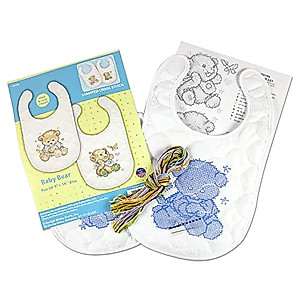 Tobin Bears Stamped for Cross Stitch Baby Bibs Kit 14" x 9"