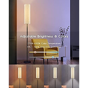 RGBWW Smart LED Floor Lamp for Living Room, Compatible with Alexa, Google Home, 69" Tall Modern Standing Lamp for Bedroom with Remote & WiFi APP Control, 2700k-6500k Corner Lamp with Linen Lampshade