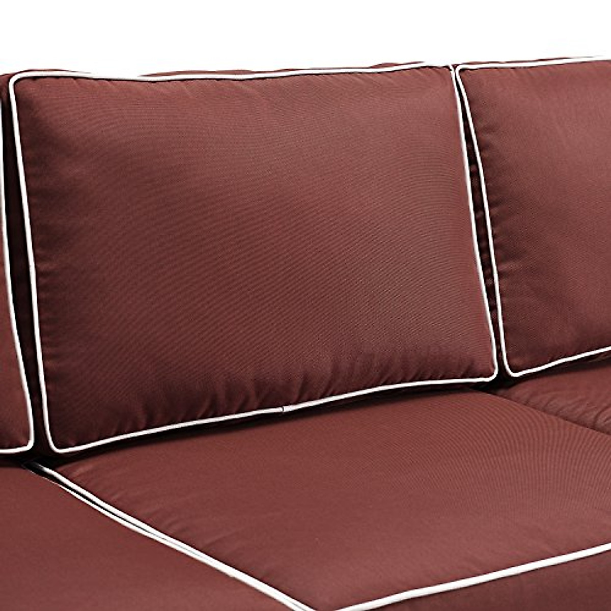 Crosley Furniture Bradenton 5-Piece Outdoor Sofa Patio Furniture Set, Wicker Conversation Sets for Porch, Brown with Sangria Cushions