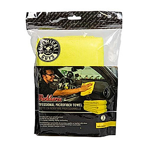 Chemical Guys ‎MICYELLOW03 Workhorse Professional Microfiber Towel, Yellow (Safe for Car Wash, Home Cleaning & Pet Drying Cloths) 16" x 16", Pack of 3