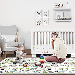 Baby Play Mat 79" X 71",Reversible Waterproof Foldable Foam Floor Playmat for Kids Toddlers, Extra Large Anti- Slip Baby Crawling Mat