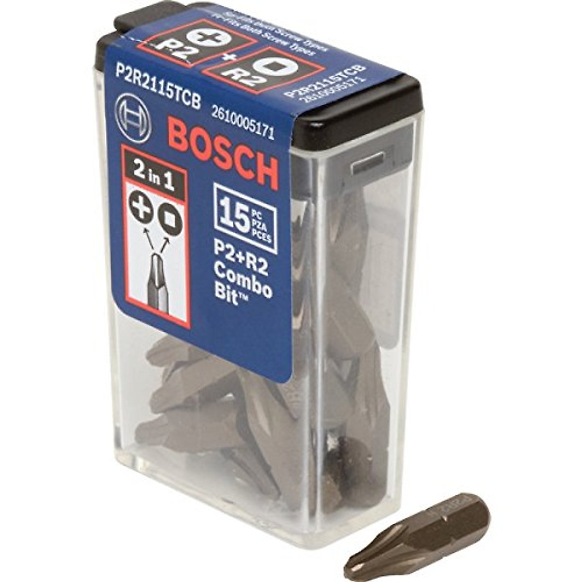 15 Pcs Bosch P2R2 Combo Bit - For Phillips, Square Drive And Combination Head Screws 1/4" Minimum Chuck Size Required Insert Screwdriver Drill Bit Set (Power Tool Accessories)