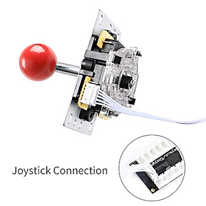 Easyget LED Arcade DIY Parts 2x Zero Delay USB Encoder + 2x 8 Way Joystick + 20x LED Illuminated Push Buttons for Mame Jamma Arcade Project Red + Blue Kits