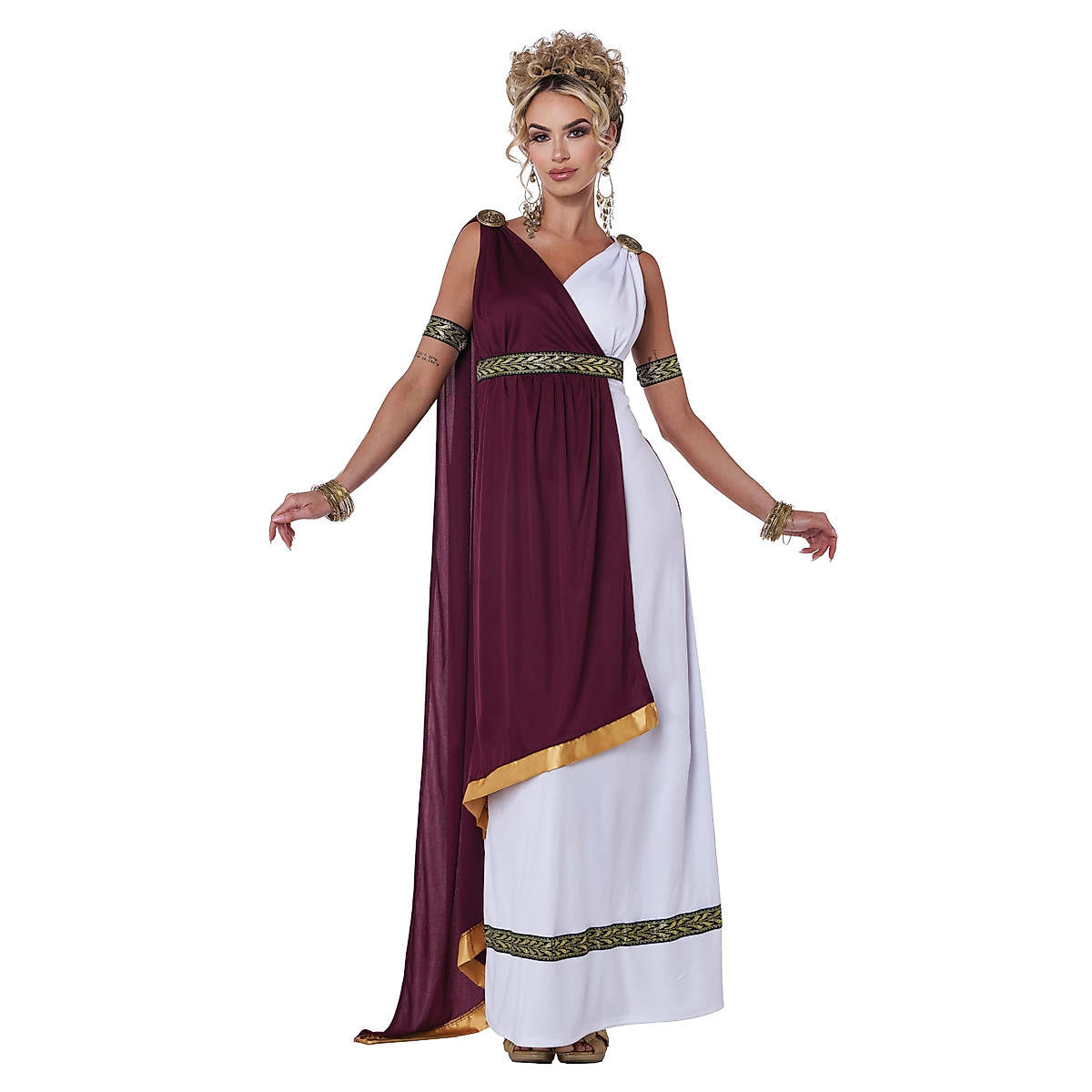 California Costumes Roman Empress Outfit Large Maroon,White