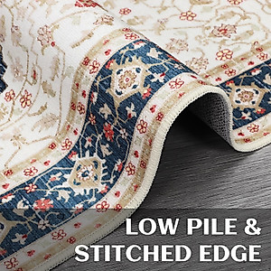 COZYLOOM 9x12 Large Living Room Area Rug Washable Rug Indoor Vintage Bedroom Rug with Rubber Backing Oriental Area Rug Throw Floor Carpet Floral Dining Room Large Carpet Home Office Rug, Gold