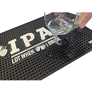 IPA Lot When I Drink 17.7" x 11.8" Funny Bar Spill Mat Rail Countertop Accessory Home Pub Decor Slip Resistant Durable Thick Bar Covering for Craft Brewery Kitchen Cafe and Restaurant Accessory