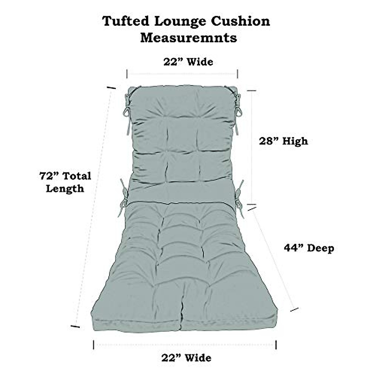 Resort Spa Home Decor Indoor Outdoor Sunbrella Tufted Chaise Lounge Chair Cushion, (Canvas White), 72 inchx 22 inch