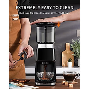 SHARDOR Conical Burr Coffee Grinder Electric for Espresso with Precision Electronic Timer, Touchscreen Adjustable Coffee Bean Grinder with 51 Precise Settings, Brushed Stainless Steel