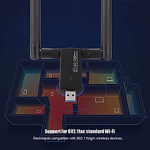 USB Adapter,MT7612 AC USB Dual Band 5G/2.4G Adapter Network Card Dongle Adapter Network Card