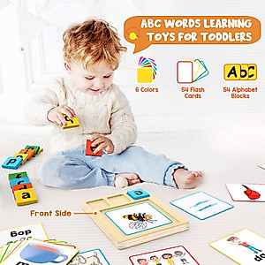 CVC Word Games Spelling Flashcards, Preschool Learning Alphabet Puzzle Activitie,Sight Words Reading Game,Kindergarten Homeschool Supplies,Montessori Educational Toys for 3 4 5 6 Year Old Kids