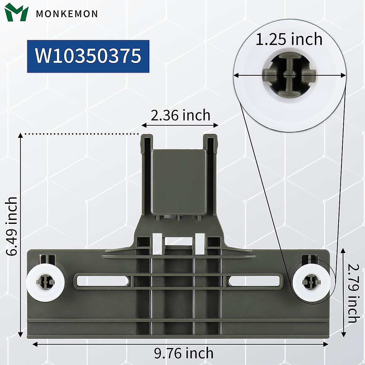2 Packs W10350375 UPGRADED Dishwasher Replacement Top Rack for kenmore whirlpool Dishwasher Parts, Replace W10712395 AP5957560, Dishwasher Upper Rack Parts Fit for WDT730PAHZ0 WDTA50SAHZ0 WDT970SAHZ0