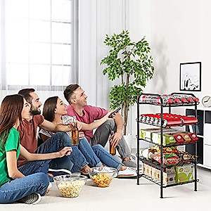 Water Bottle Organizer 5 Tier Free Standing Water Bottle Storage Shelf Adjustable Water Bottle Holder Stand Metal Beverage Can Rack for Pantry Kitchen Party Black