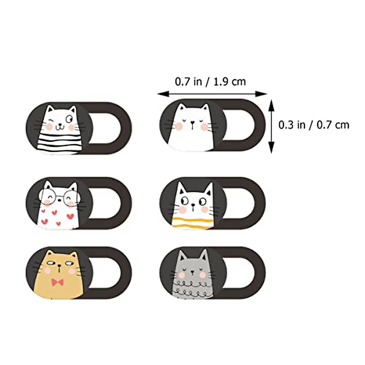 Mobestech 6pcs Web Phone Laptop for Webcam/Privacy Cartoon Desktop Camera Computer Protector Blocker Slide Cover Tablet Cat