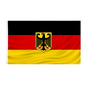German Ensign Flag 3x5 FT Germany Eagle FLAG Polyester Deutschland Flagge outdoor indoor Canvas Header and Double Stitched with two Brass Grommets…