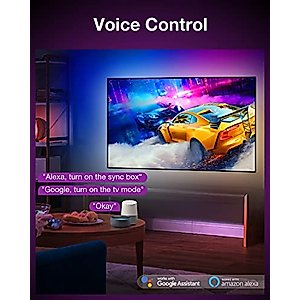 Aubess HDMI 2.0 Sync Box & TV Neon Rope Backlight Kit, WiFi Immersion TV LED Backlights That Compatible with Alexa & Google Assistant for 65" TVs. Fancy Sync Box LED Lights That Sync with TV Picture