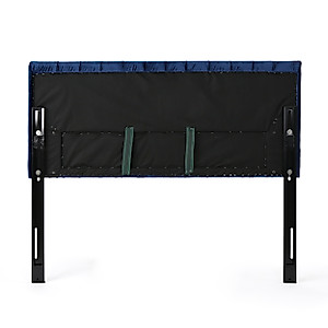 Christopher Knight Home Jezebel Velvet Headboard, Queen / Full, Navy Blue / Black Steel