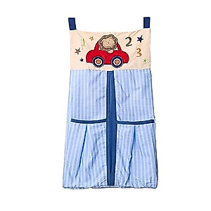 CribMATE 1 PC Diaper Organizer, Cute Cartoon Baby Diaper Hanging Bag, Gift Idea (Blue Car)