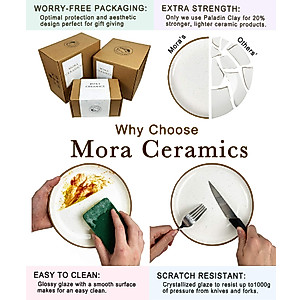 Mora Ceramic Deep Fluted Pie Dish for Baking - 9 inch Porcelain Pie Plate for Apple, Quiche, Pot Pies, Tart, etc. - Modern Farmhouse Style - Vanilla White