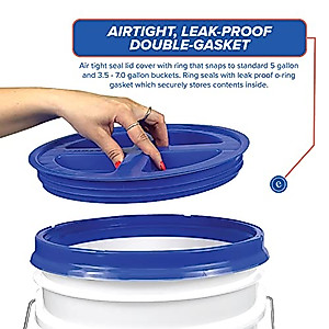 5 Gallon Bucket with Gamma Seal Screw on Airtight Lid, Food Grade Storage, Premium HPDE Plastic, BPA Free, Durable 90 Mil All Purpose Pail, Made in USA (3 Count)