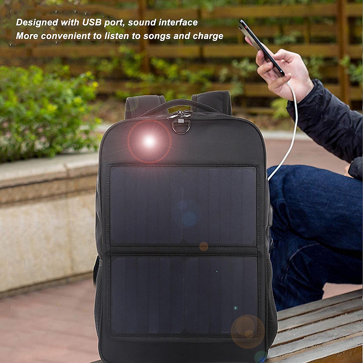 BOSTOM.F Solar Backpack 14W Solar Panel Charge for Cell Phones with USB Charging Port