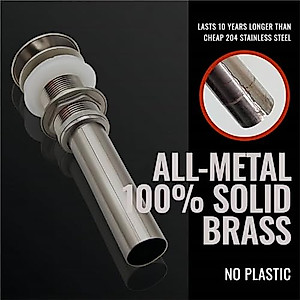 Yodel Faucet Bathroom Sink Drain Stopper Pop up Drain Without Overflow for Vessel Sink Lavatory Vanity,Brushed Nickel