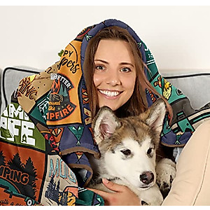 Camping Blanket Camping Lovers Gift Ideas for Men or Woman, Super Soft Throws Flannel Fleece Blankets Gifts for Camper Outdoor, Campsite Outdoors RV Travel Hiking Bed Sofa Couch 60"x50"