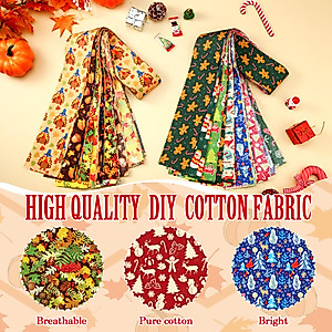 Tatuo 80 Pcs Thanksgiving Christmas Cotton Fabric Strips Set Roll up Fall Fabric Bundle 2.55 Inch Quilting Fabric Precut Roll for Quilting Patchwork Sewing DIY Craft Blanket Purse Making Supplies