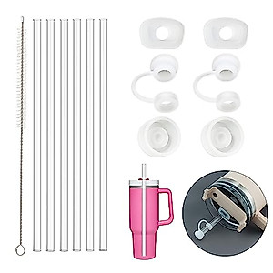 Silicone Spill Proof Stopper Set and Replacement Straws for Stanley H1.0 40oz 30oz Tumbler, Yoelike Reusable Clear Straws Leak Proof Straws Topper Accessories for Stanley Mug Cup