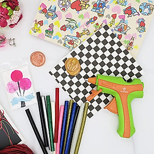 AoyiTech Mini Size Hot Glue Gun with 10 Free Glue Sticks, Fast Preheating Lightweight Glue Gun for Crafts, School Arts, DIY, and Home Repairs, Green and Orange Craft Glue Gun