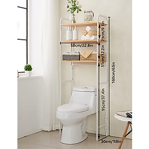 ZXXHNNAIH 3-Tier Toilet Shelf, Easy to Assemble Floor-to-Ceiling Top Storage Corner Commode Rack, Multifunctional Toilet Rack