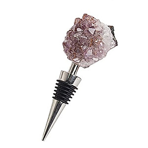 AMOYSTONE Amethyst Cluster Geode Stoppers Natural Crystal Stone Bottle Wine Stopper 1P 4" Irregular