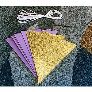 Graduation Party Decorations Purple Gold 2023 NYU/Purple Gold Birthday Party Decorations for Women/2pcs Triangle Bunting Banners for Women's 40th/50th Birthday Purple Gold Wedding Decorations