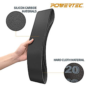 POWERTEC 456603 4” x 36” Sanding Belts, Silicon Carbide Abrasive 600 Grit Sandpaper – 3 Pack