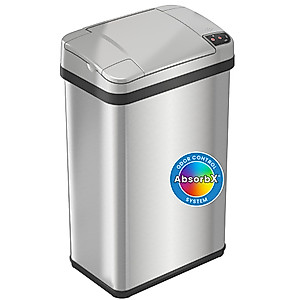 iTouchless 4 Gallon Garbage Fragrance, Touchless Automatic Bin, Perfect for Bathroom and Office Trash Cans with AbsorbX Odor Filter, 4 Gal, 04 Gal Sensor Stainless Steel