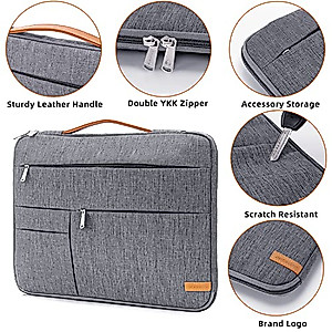 KINGSLONG 16 inch Laptop Sleeve Bag,Slim Shockproof Handle Carrying Case Protective Computer Cover for Apple 2019-2022MacBook Air/Pro Chromebook Acer Asus Dell Lenovo HP Notebook,Grey