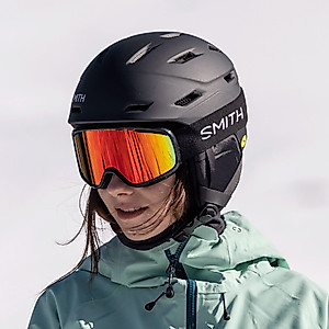 SMITH Vogue Goggles for Women with Carbonic-x Lens – Performance Snowsports Goggles with Replaceable Lens for Skiing & Snowboarding – Black + Red Sol-X Mirror Lens