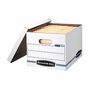 Bankers Box STOR/FILE Storage Boxes, Standard Set-Up, Lift-Off Lid, Letter/Legal, 6 Pack (57036-04)