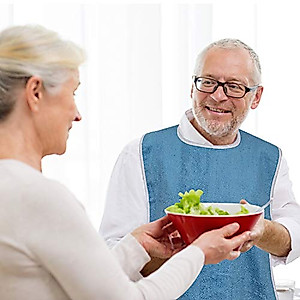 Personal Touch Deluxe Terry Adult Bibs with Closure, 100% Cotton, 3-Pack Size 18X30 (3 Blue)