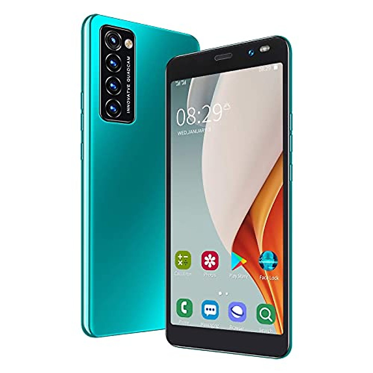 Archuu 5.45in Smartphone, Rino4 Pro Face Unlock Intelligent Unlocked Cell Phones Dual Cards Dual Standby Smartphone 1+8G Full Screen Smartphone Android 6.0 Mobile Phone(Green)