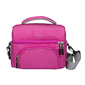 Bentgo® Deluxe Lunch Bag - Durable and Insulated Lunch Tote with Zippered Outer Pocket, Internal Mesh Pocket, Padded & Adjustable Straps, & 2-Way Zippers - Fits Most Lunch Boxes (Purple)