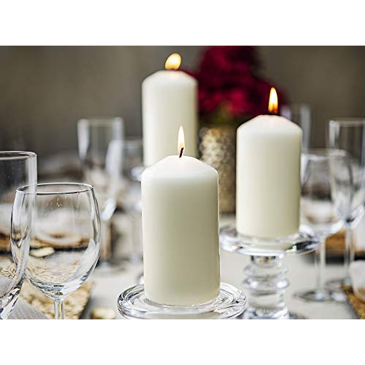 BOLSIUS Set of 12 Ivory Pillar Candles - Unscented 43 Hour Long Lasting Candles - 2.75-x 5-inch Dripless Clean Burning Smokeless Dinner Candle - Perfect for Weddings Parties and Special Occasions